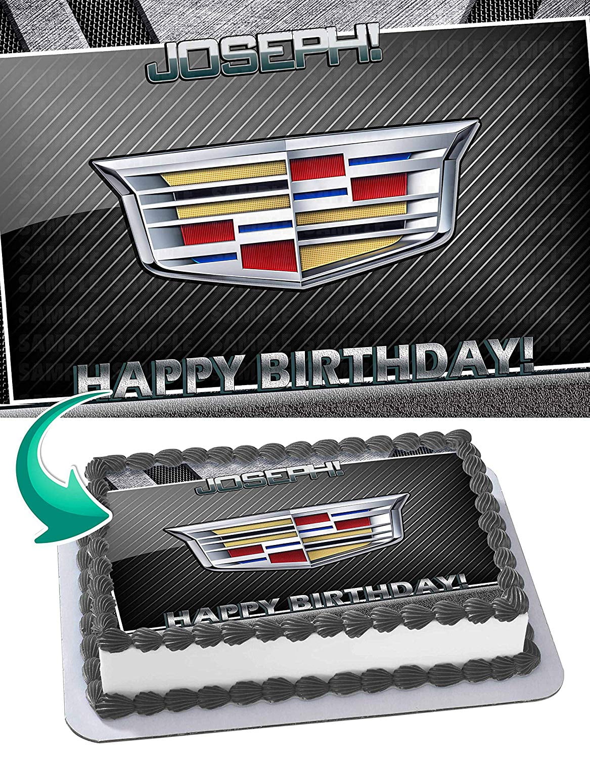 Cadillac Edible Cake Image Topper Personalized Birthday Party 1/4 Sheet ...