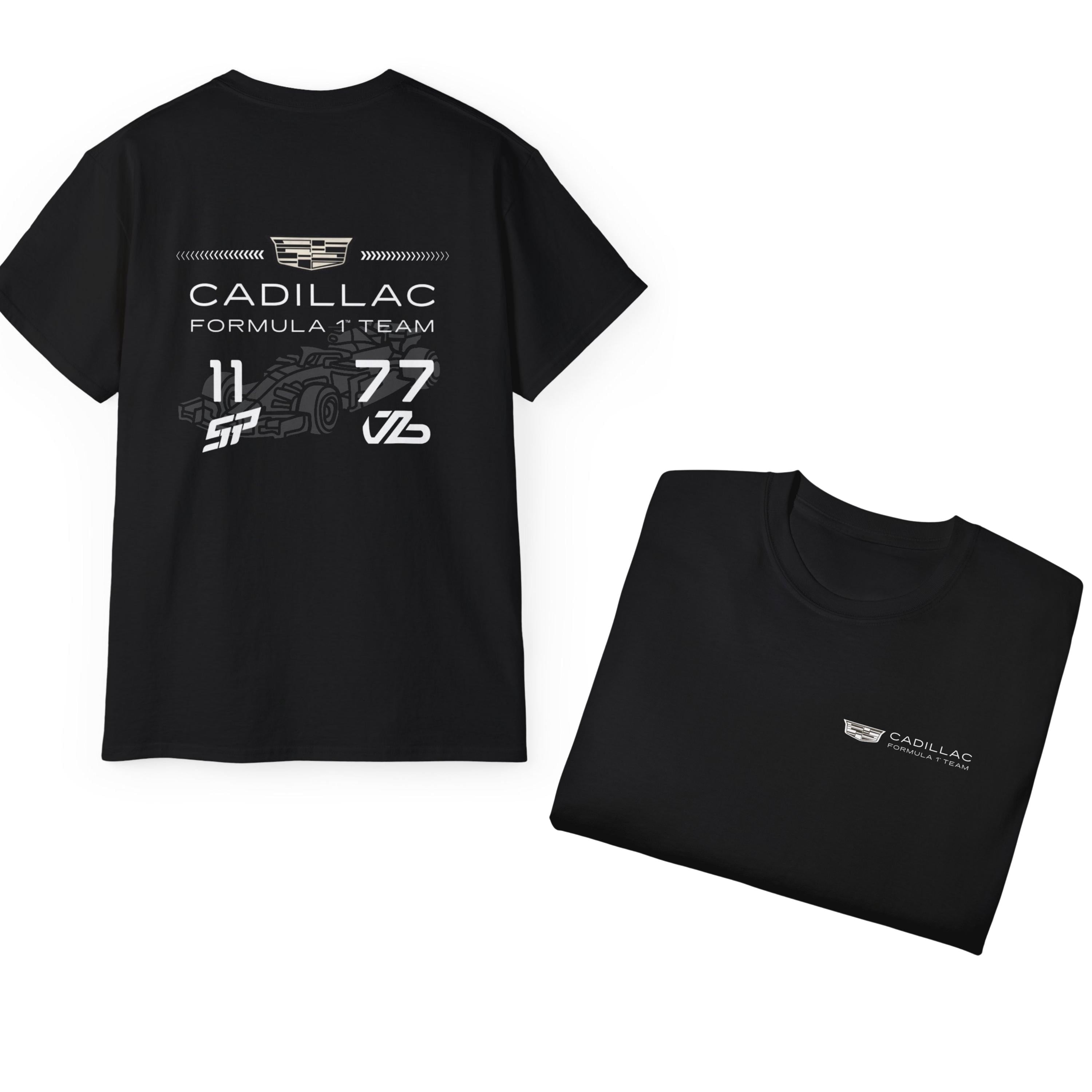 Cadillac Formula 1 Team Tee T- shirt | Racing Logo Back Numbers 11 77 ...
