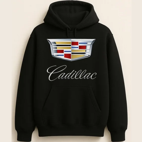 Cadillac Hoodie With Modern Crest Logo And Signature Script Unisex ...
