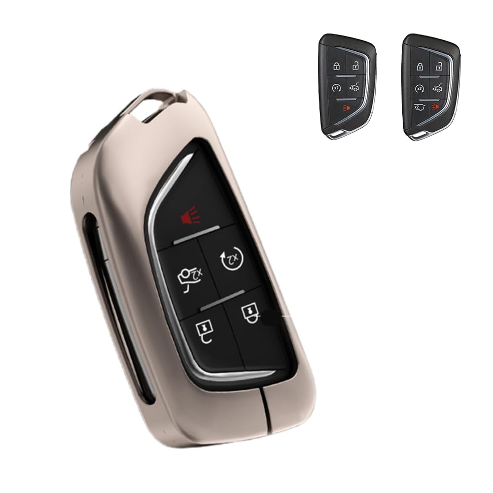 for Cadillac Key Fob Cover, Alloy and Premium TPU 360 Degree Car Key ...