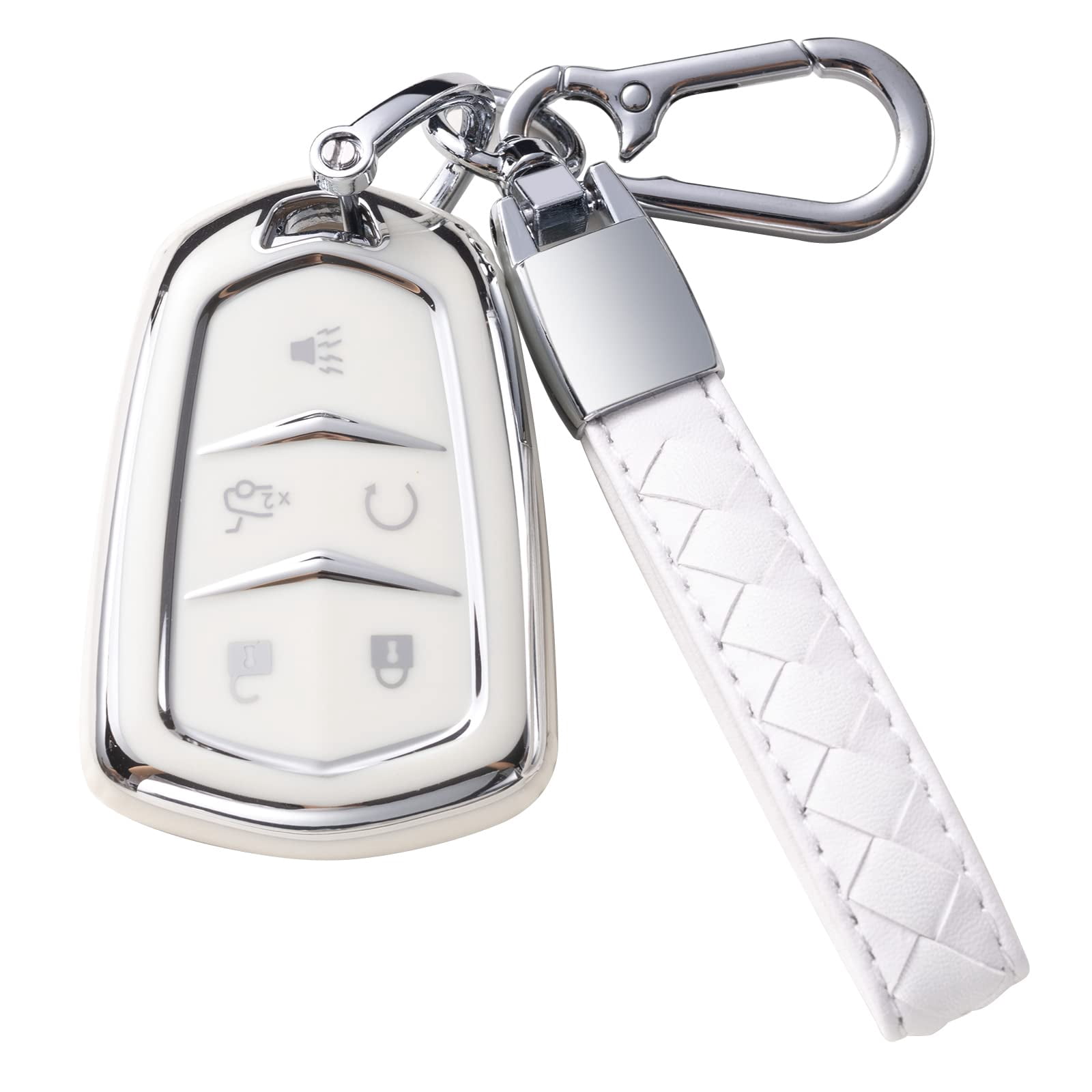 For Cadillac Key Fob Cover with Leather Lanyard, Car Key Case Shell ...