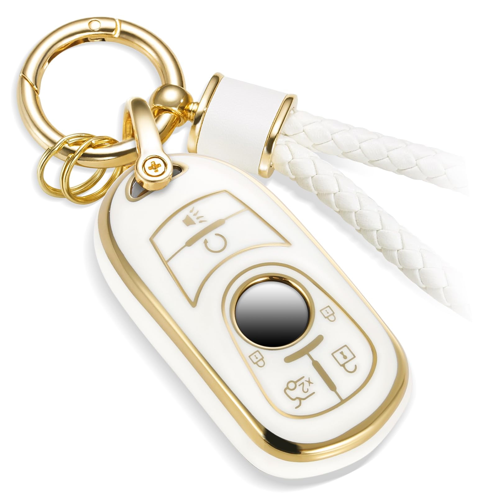 For Cadillac Key Fob Cover with Metal Braided Rope Keychain for ...