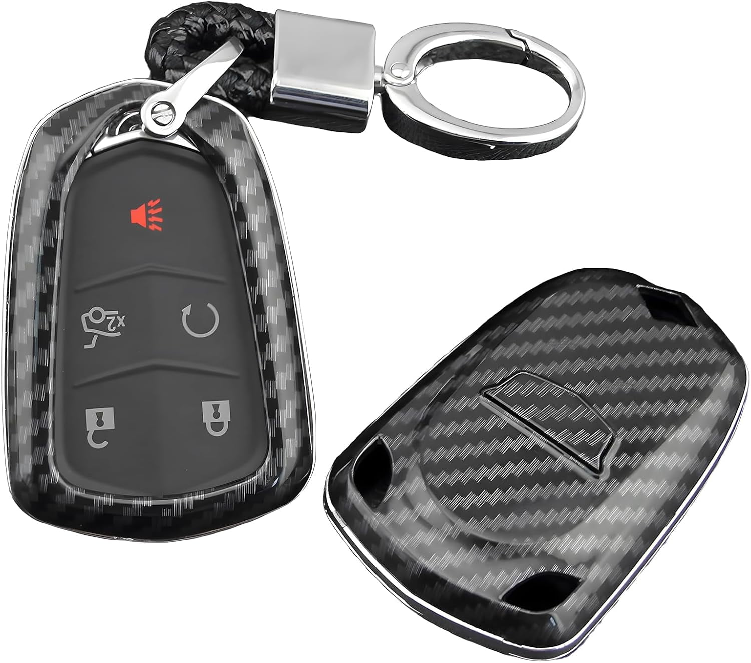 For Cadillac Key Fob Cover, Premium Hard ABS Carbon Fiber Pattern Car ...