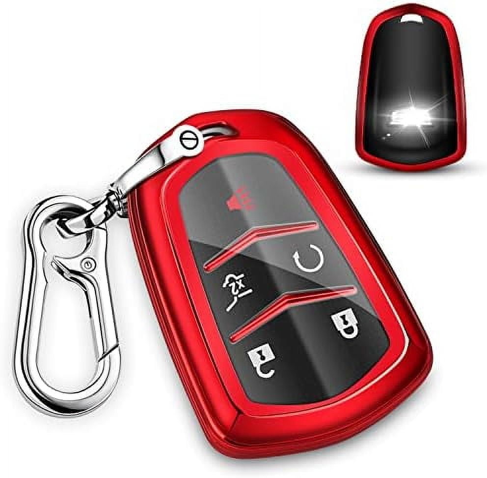 for Cadillac Key fob Cover,Soft TPU 360 Degree Car Key Case Protector with Keychain Compatible ...