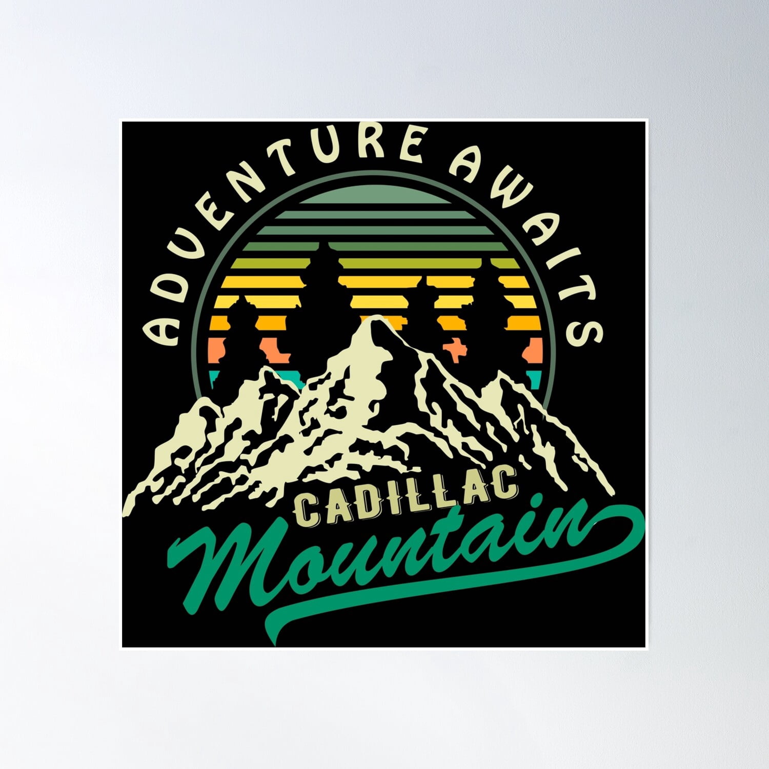 Cadillac Moutain Poster Wall Art, Modern Wall Decor, 16x16 UNFRAMED ...