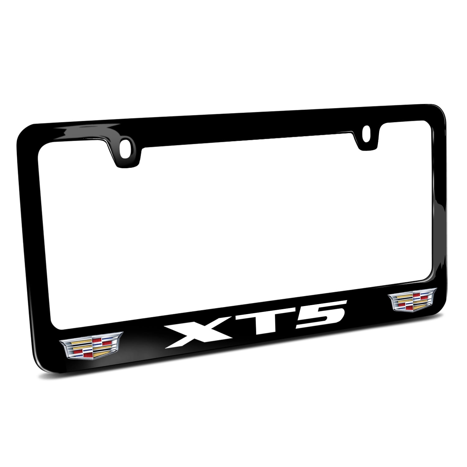 Cadillac XT5 Dual Crest Logo in Full-Color Black Metal License Plate ...