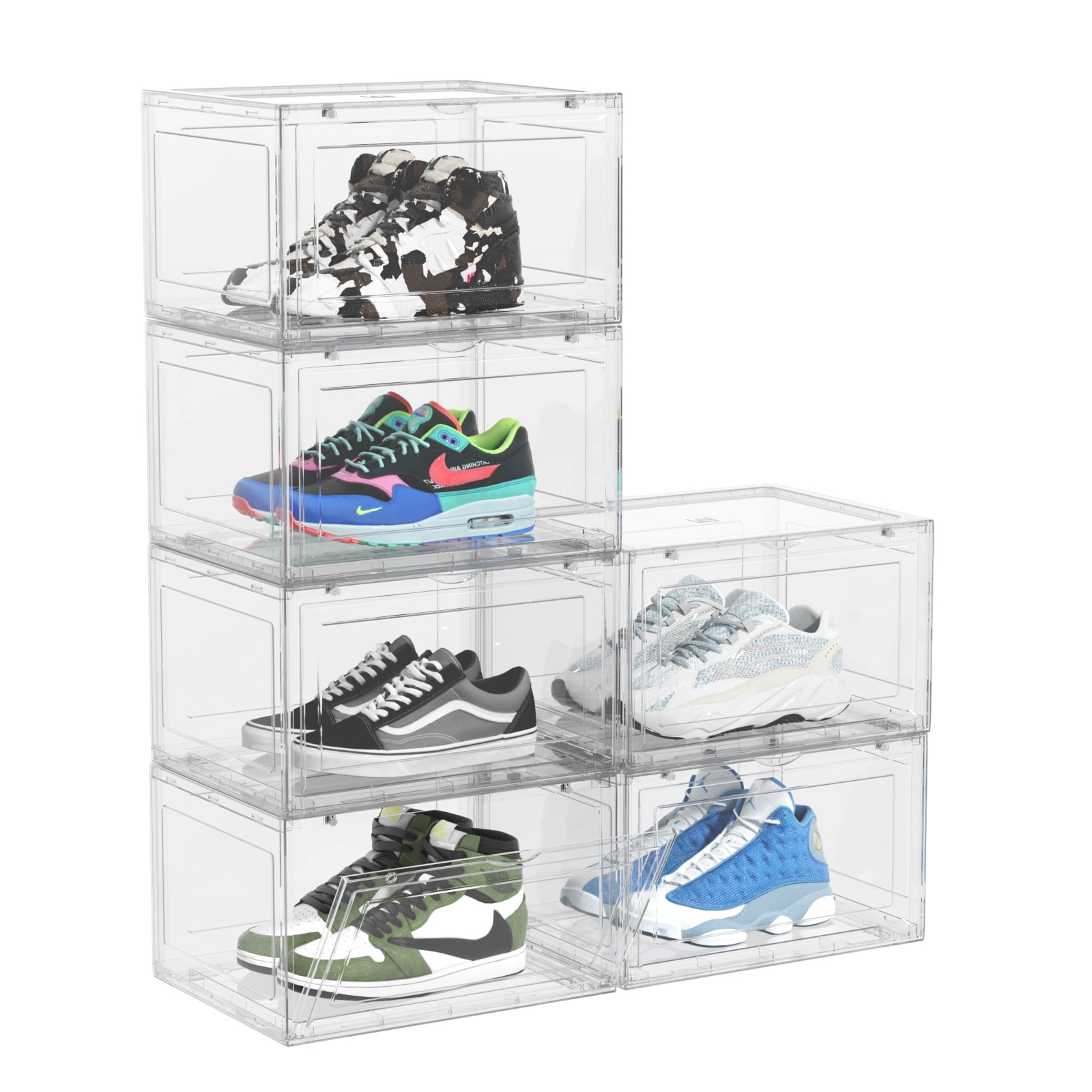 CadineUS 12-Pack Stackable Clear Plastic Shoe Box, Drop Front Shoe Box ...