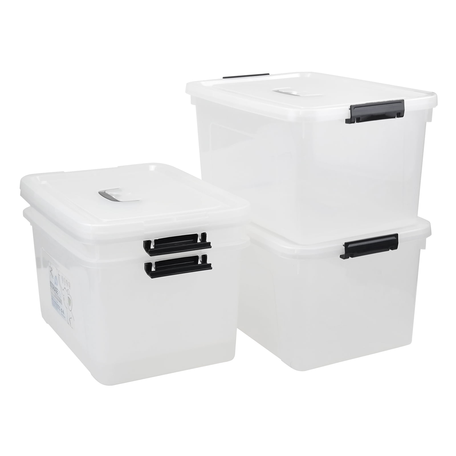 CadineUS 17.5 Liter Clear Storage Totes Boxes, Plastic Storage Bin with ...