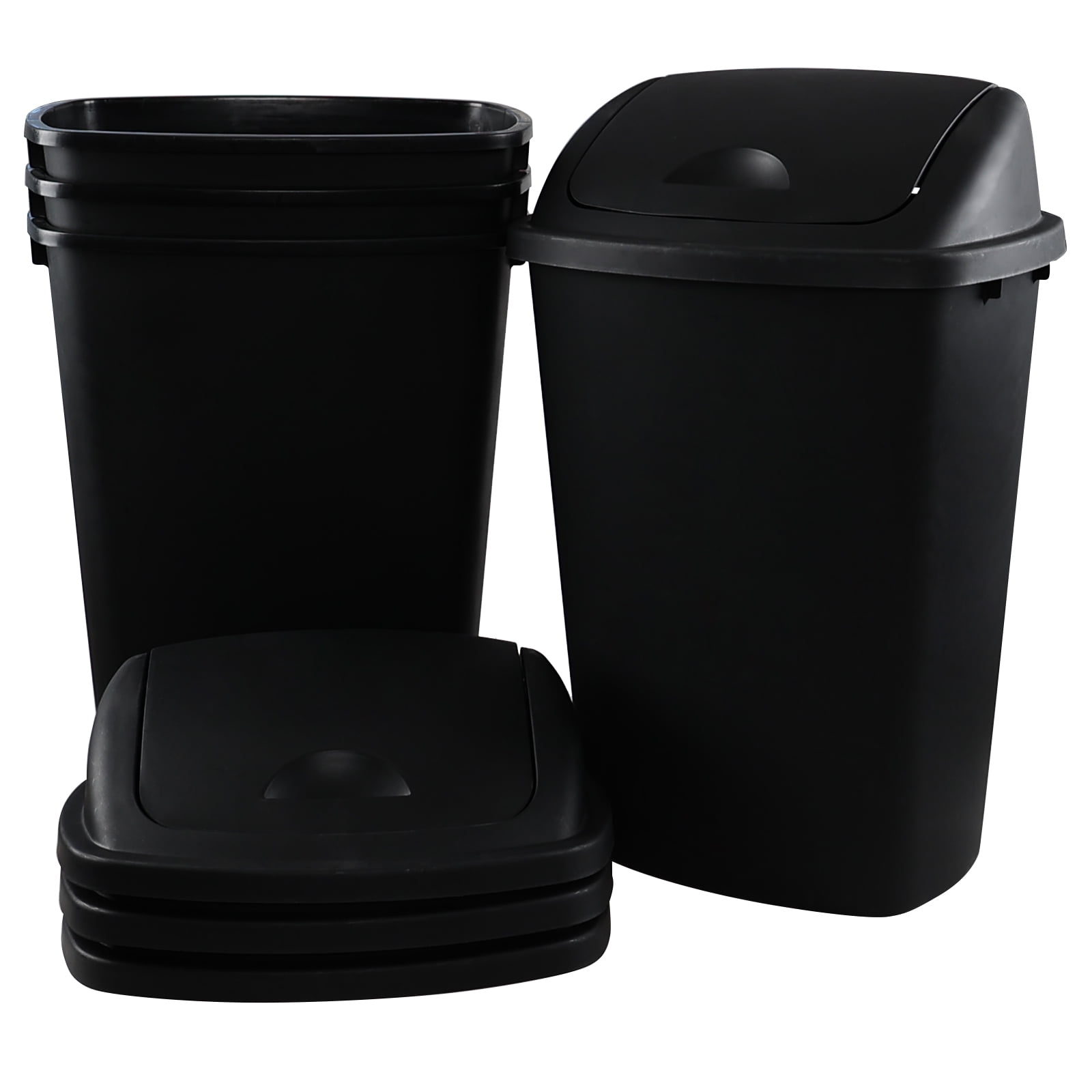 CadineUS 50 Liter 4 Pack Large Plastic Trash Can, Kitchen Garbage Can ...