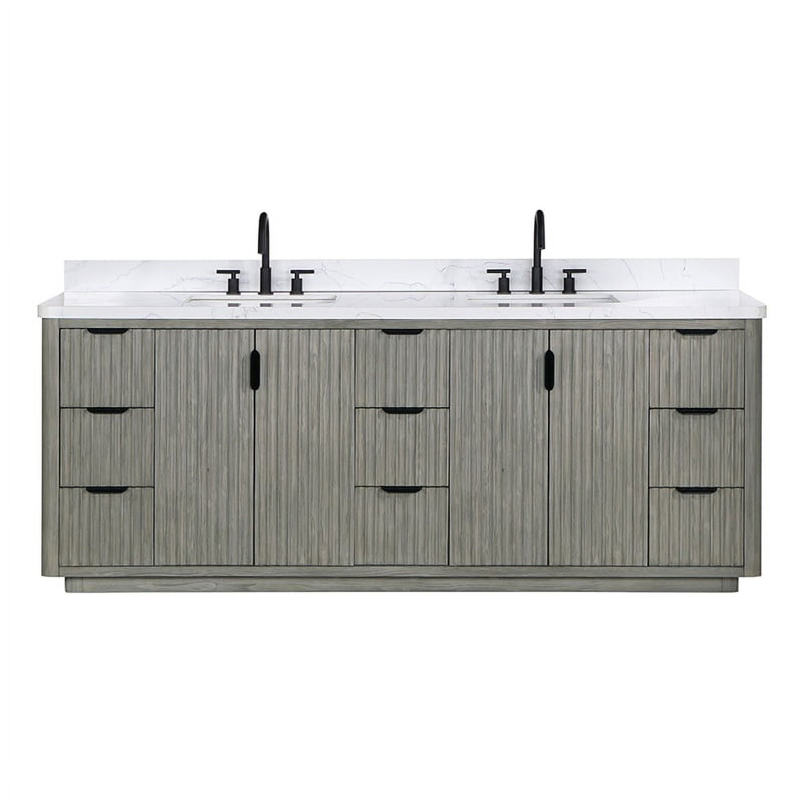 Cadiz 84" Double Vanity in Fir Wood Grey with Composite top in ...