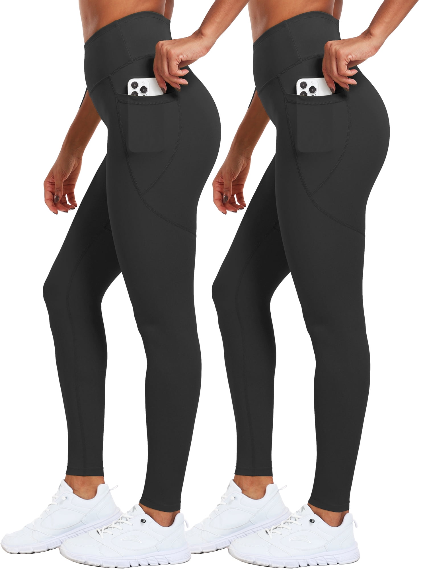 Cadmus Womens 2 Pack High Waist Leggings Tummy Control Ankle Yoga