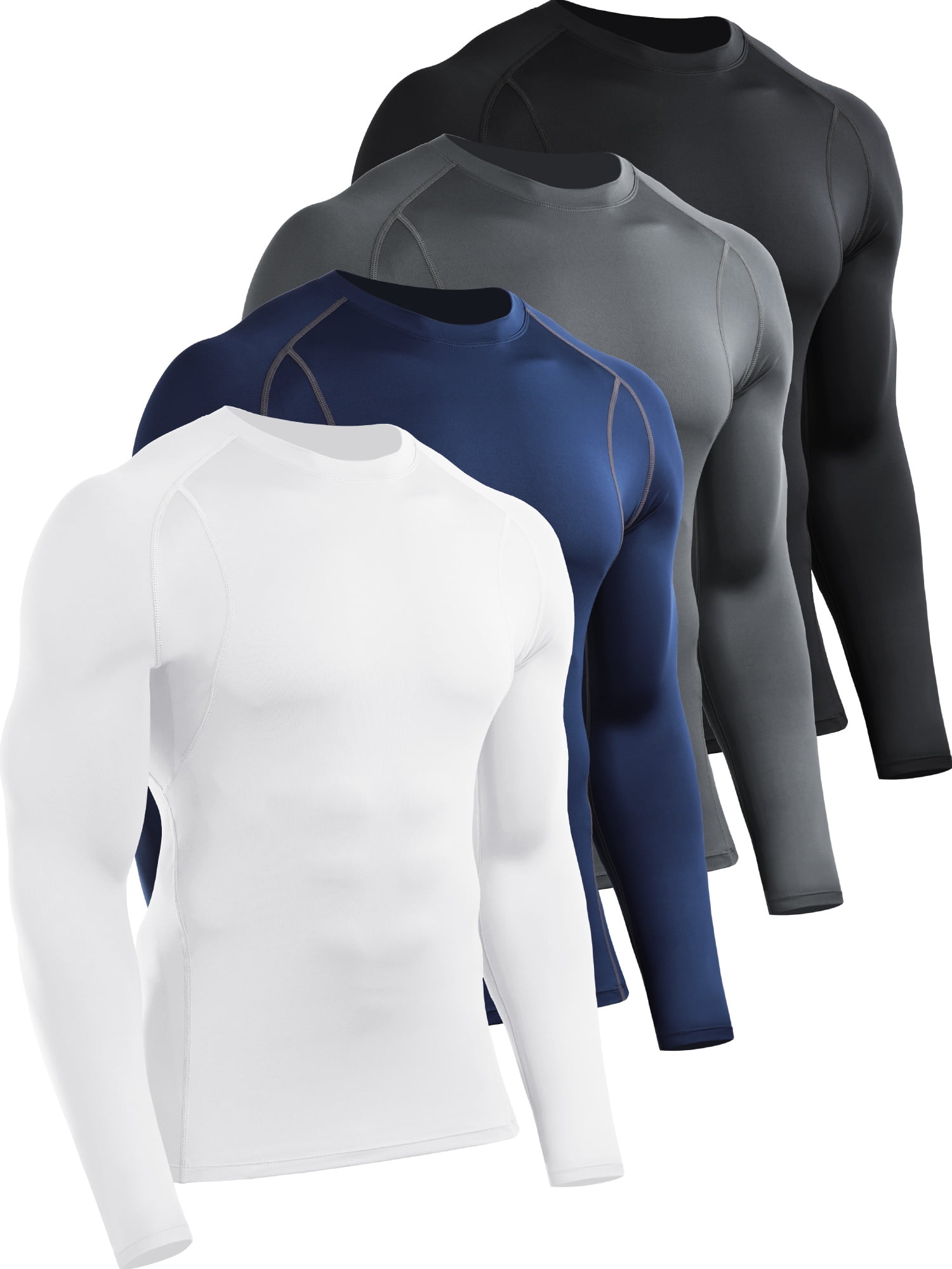 Cadmus 4 Pack Men's Workout Long Sleeve Shirts Compression Dry Fit ...