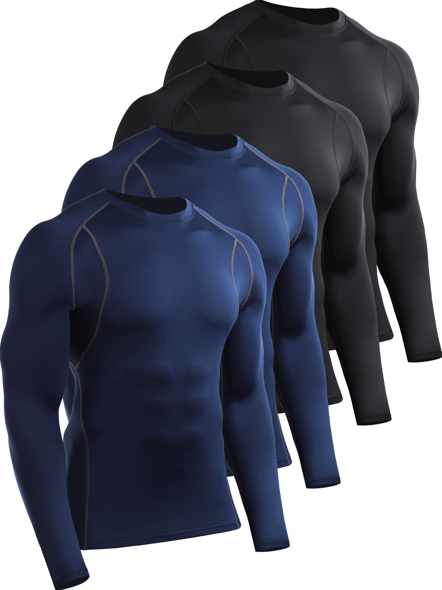 Cadmus 4 Pack Men's Workout Long Sleeve Shirts Compression Dry Fit ...
