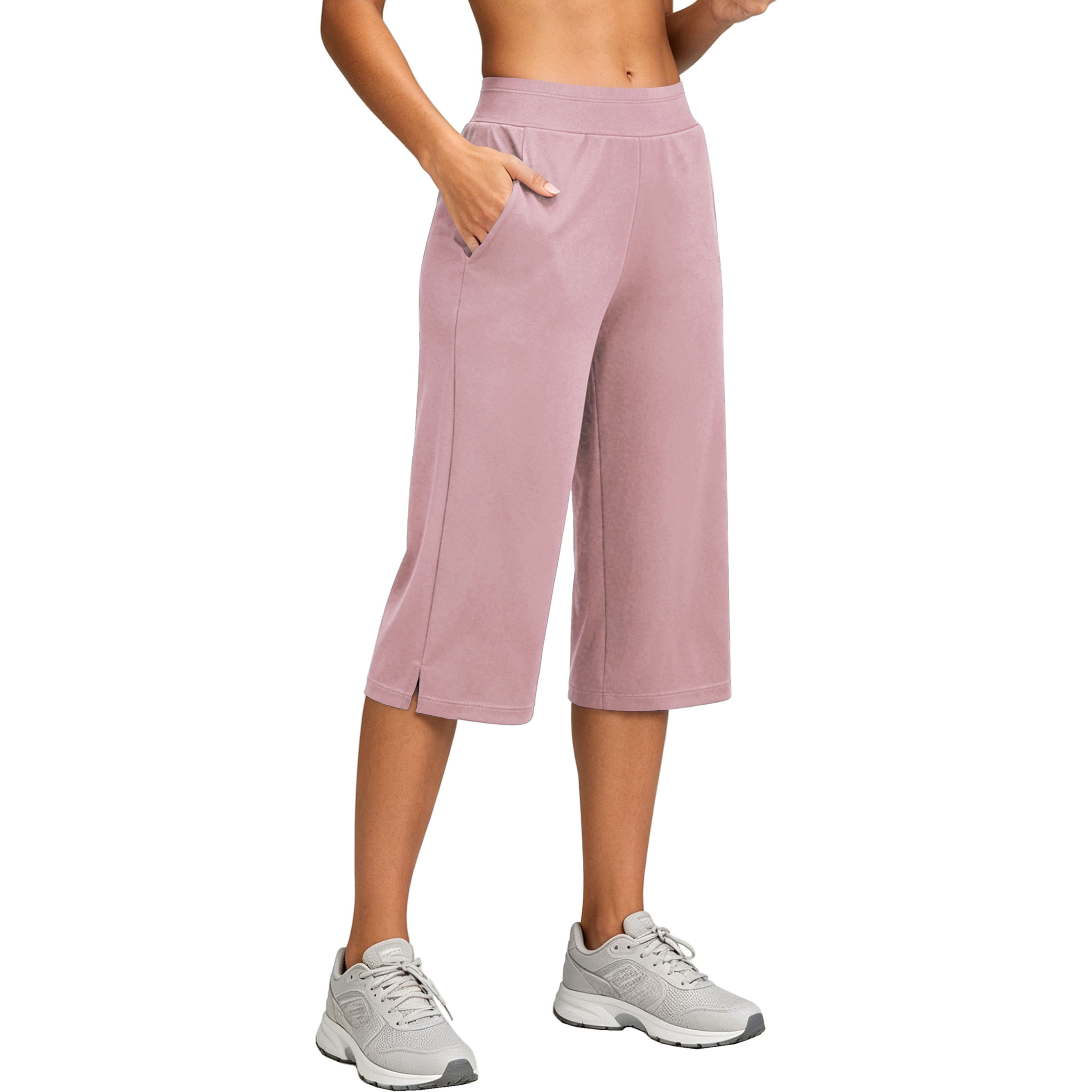 Cadmus Capri Pants for Women 19" High Waist Stretch Crop Straight ...