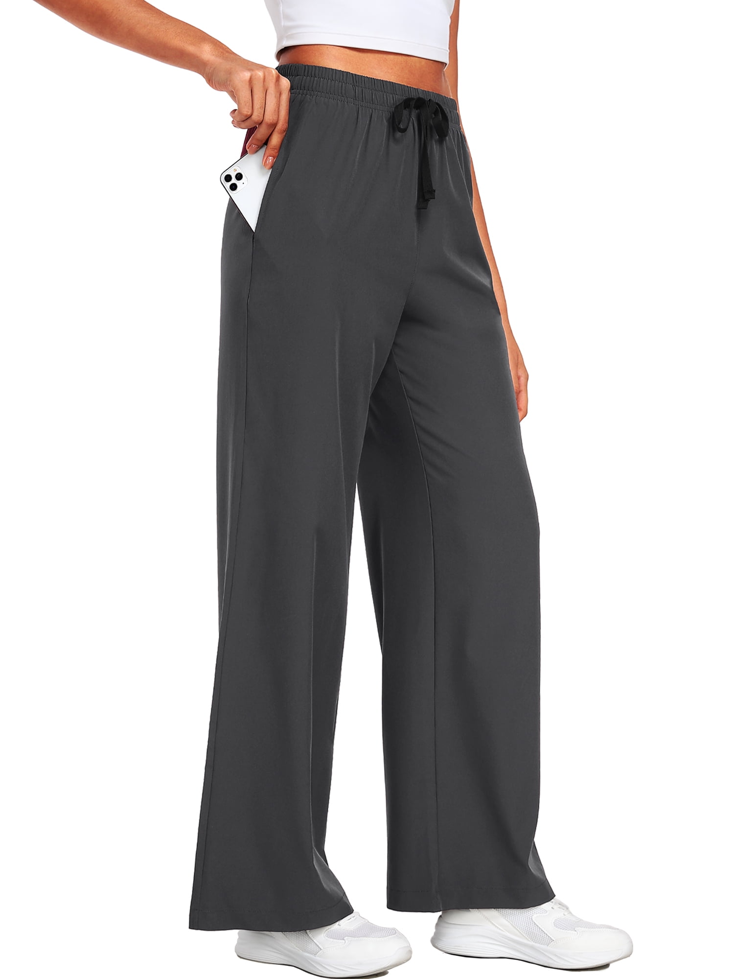 Cadmus Lightweight Wide Leg Pants for Women 30" High Waisted Casual ...