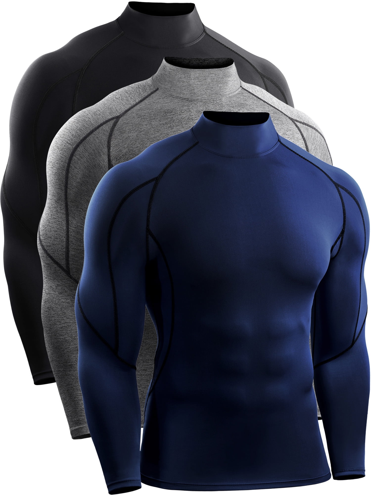 Cadmus Men's 3 Pack Athletic Compression Shirt Workout Long Sleeve ...