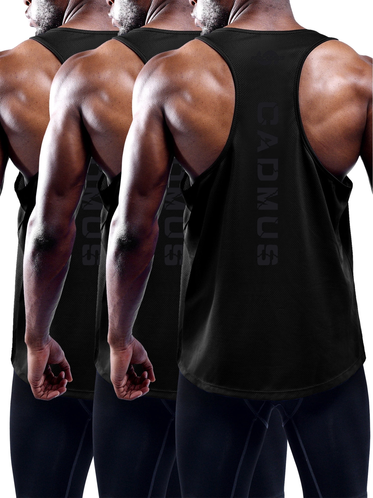 Cadmus Men's 3 Pack Muscle Sleeveless Shirts dry Fit Gym Workout Tank ...