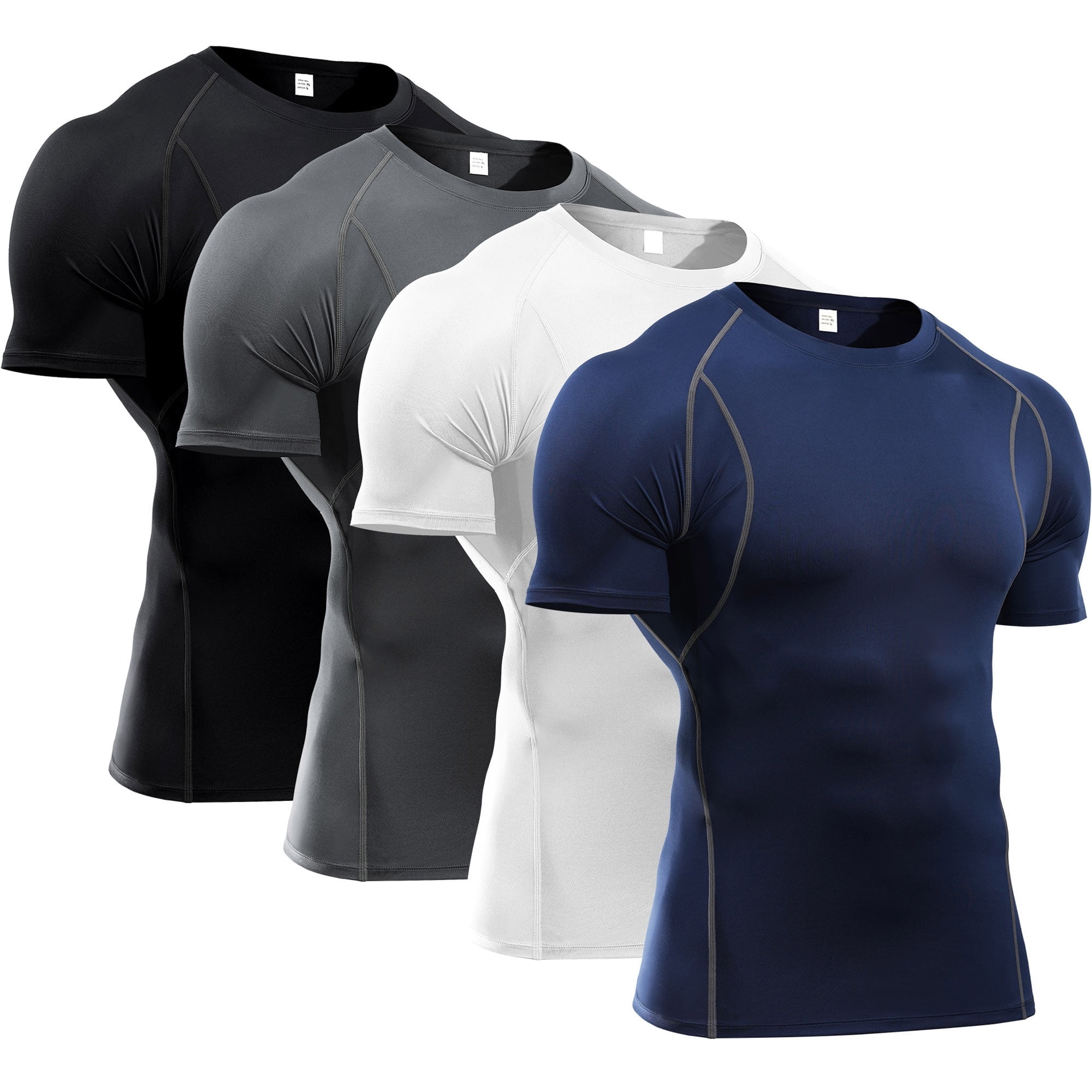 [4 Pack] Cadmus Men's Compression Shirt Short Sleeve Athletic Baselayer ...