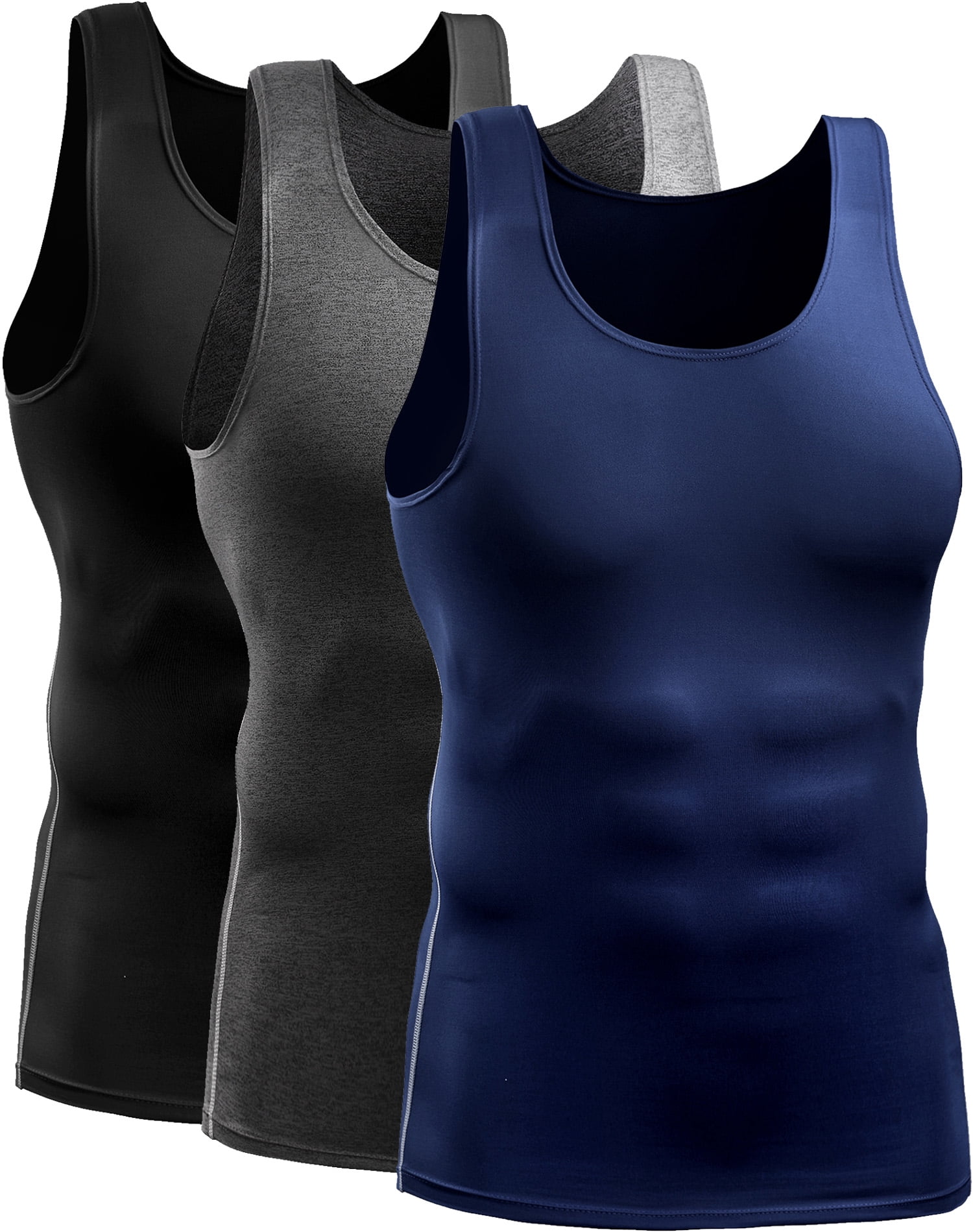 Cadmus Men's Compression Baselayer Athletic Workout Tank Top 3 Pack ...