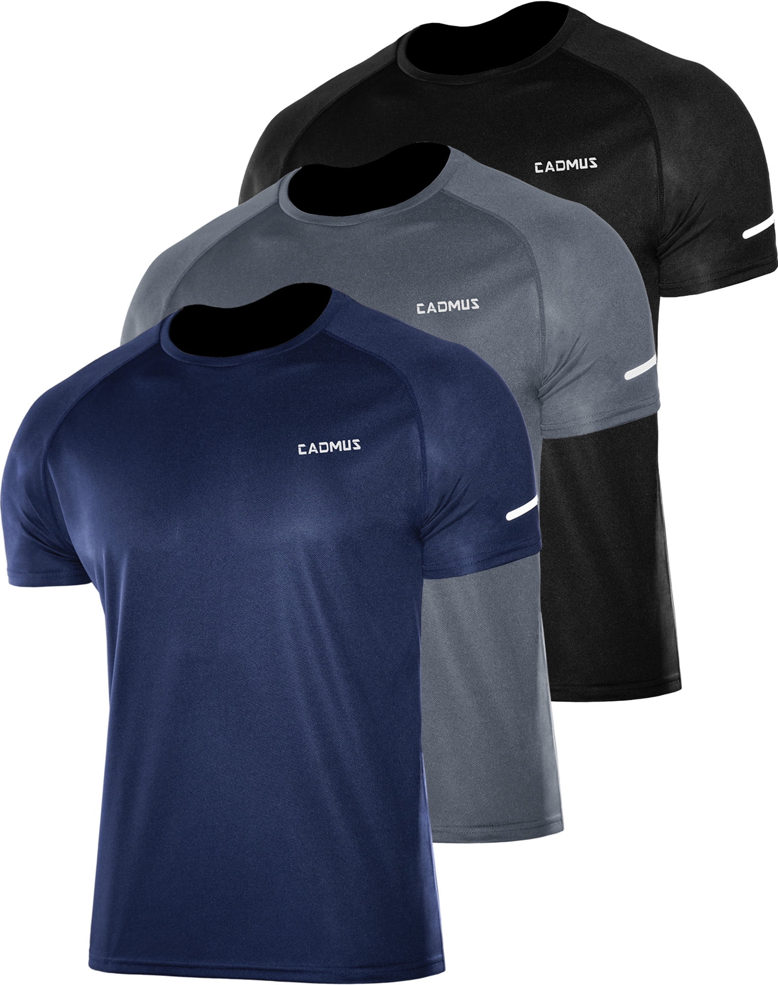 Cadmus Men's Dry Fit Mesh Athletic Crew Neck T-Shirts,Black/Grey/Navy ...