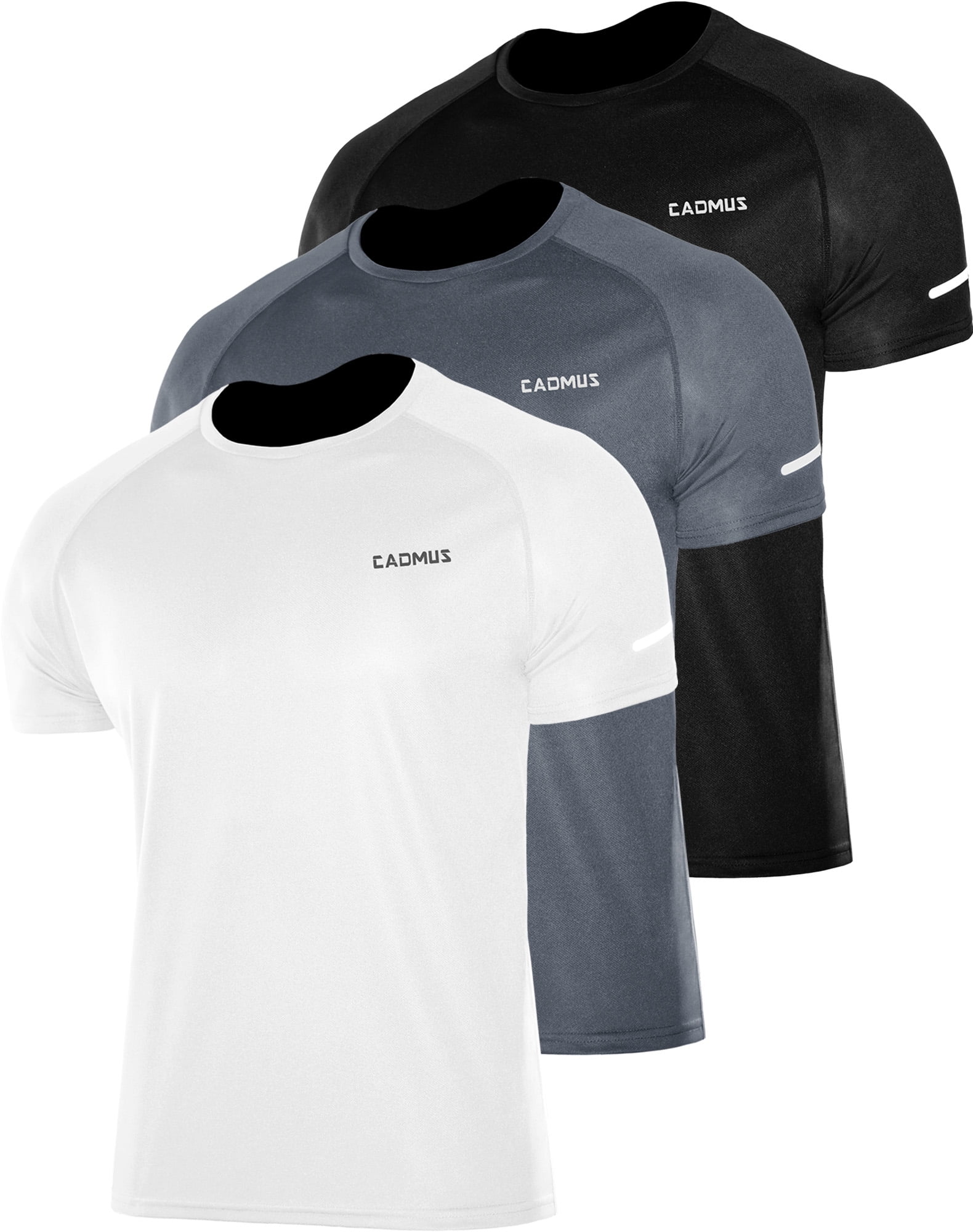 Cadmus Men's Dry Fit Mesh Athletic Crew Neck T-Shirts,Black/Grey/White ...