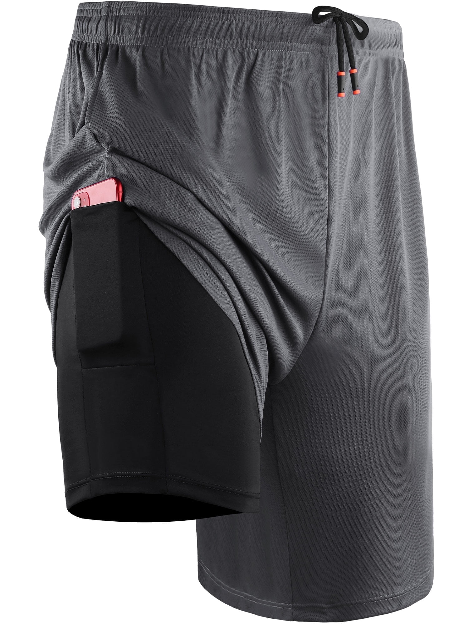 Cadmus Mens 2-in-1 Dry Fit Running Shorts with Deep Pockets, 9 Inch ...
