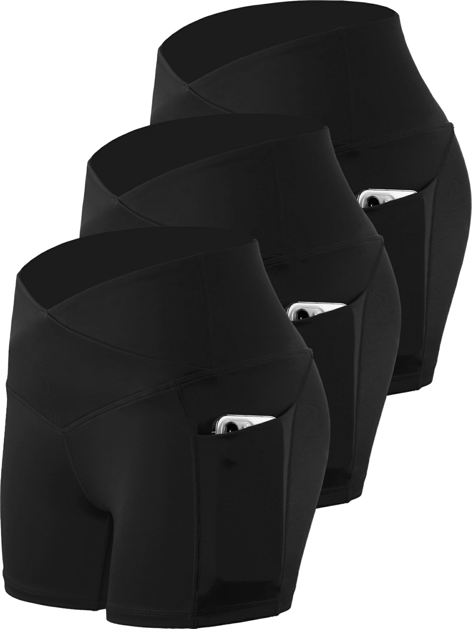 Cadmus Womens High Waist Tummy Control Yoga Shorts 48 Spandex Compression Biker Shorts Side