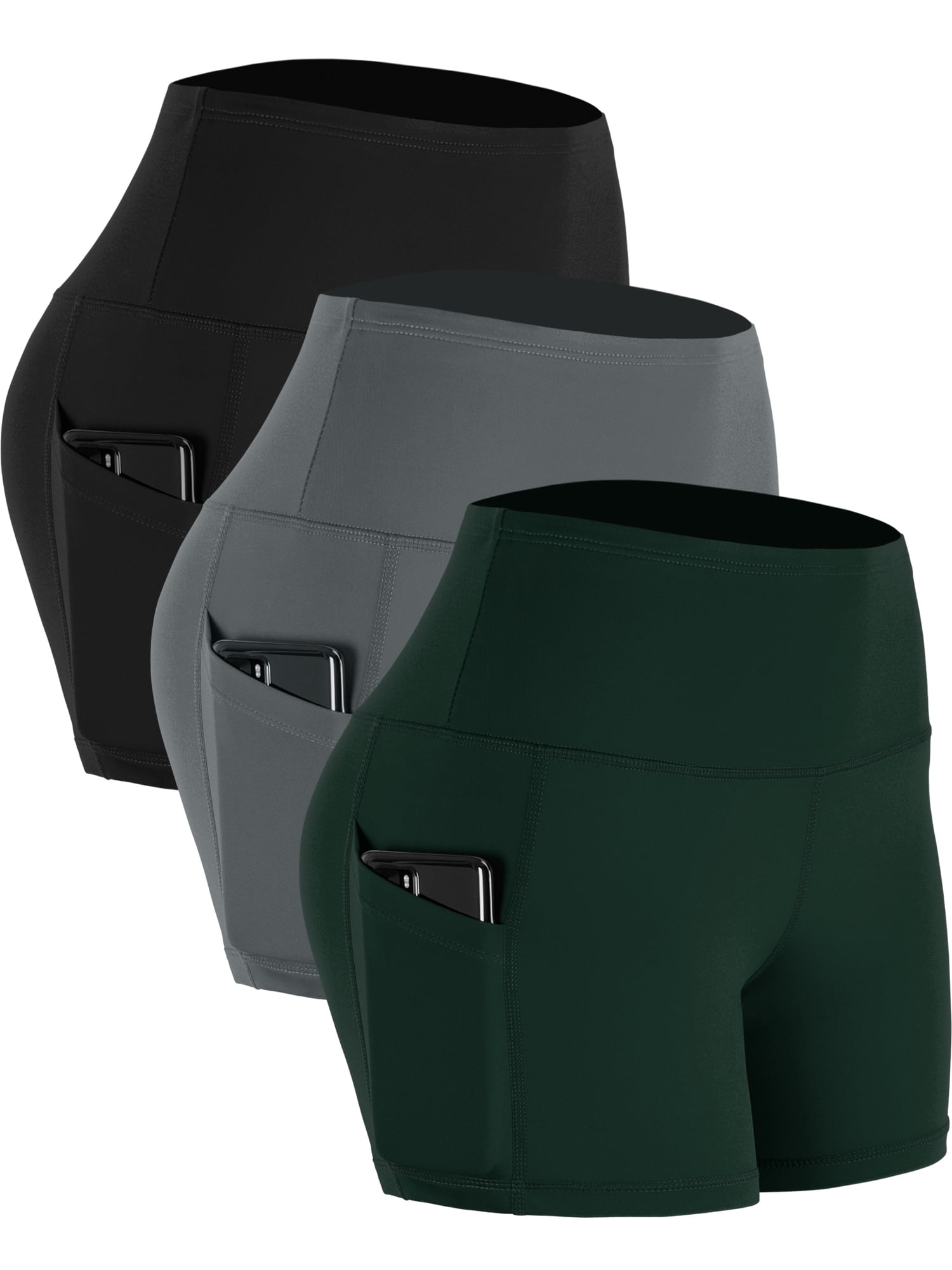 Cadmus Women's 3 Pack High Waist Athletic Shorts Yoga Spandex Gym ...