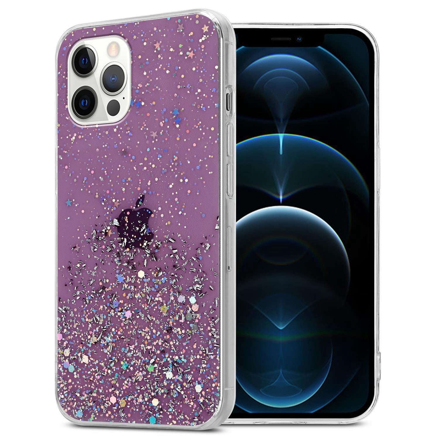 Cadorabo Case for Apple iPhone 12 / 12 PRO in Purple with Glitter ...