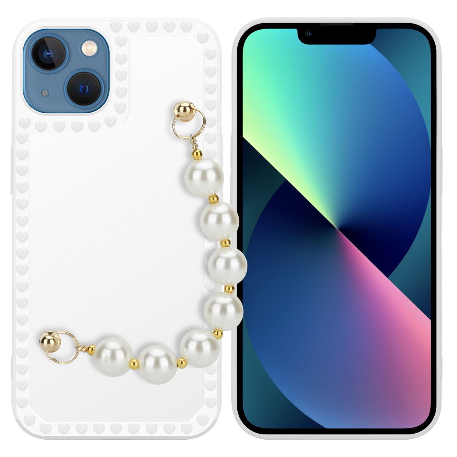 Cadorabo Case for Apple iPhone 13 in White with pearls - Protective ...