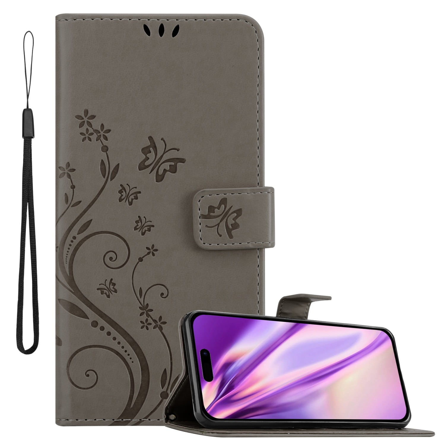 Cadorabo Case for Apple iPhone 14 PRO MAX Cover in FLORAL GREY in ...