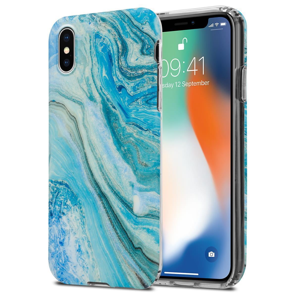 Cadorabo Case for Apple iPhone XS MAX in Blue Green Marble No. 25 ...
