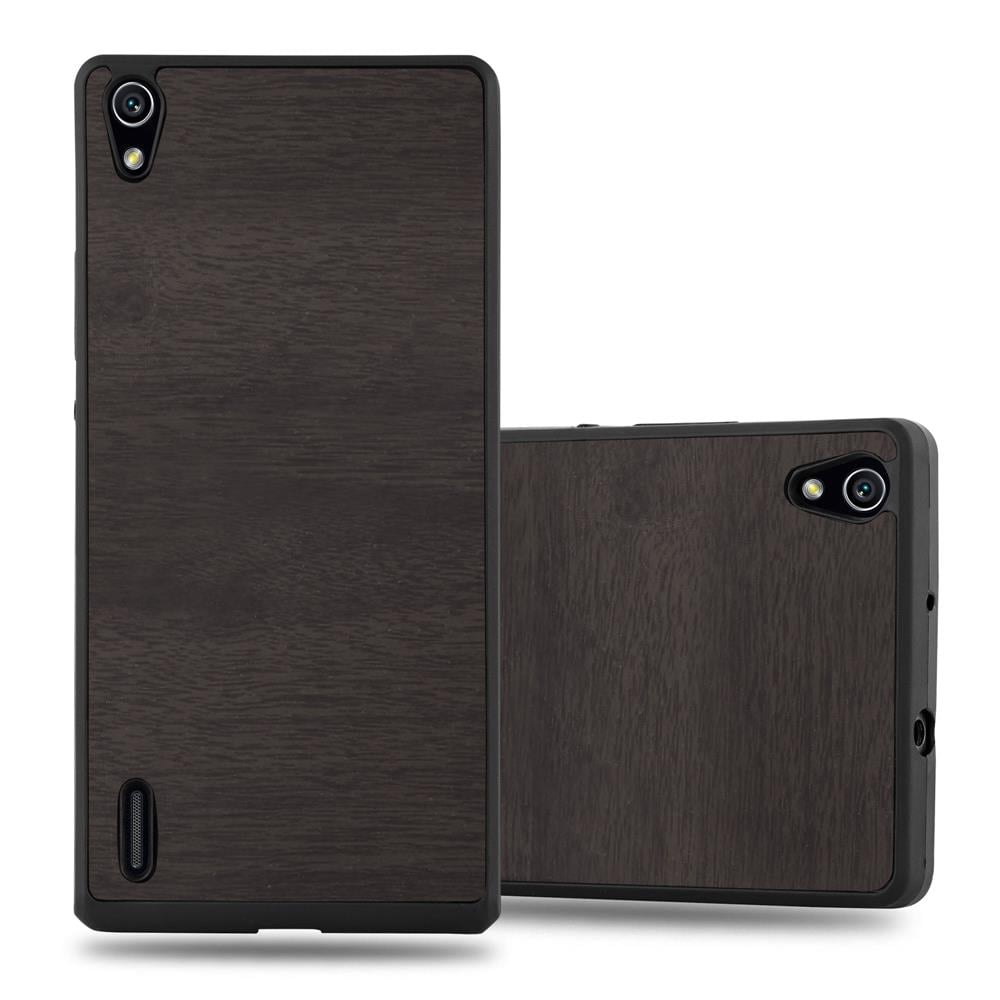 Cadorabo Case for Huawei ASCEND P7 in WOODEN BLACK - Protective Cover ...