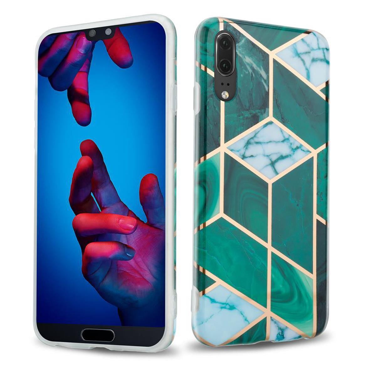 Cadorabo Case for Huawei P20 in Dark Green White Gold Marble No. 6 ...