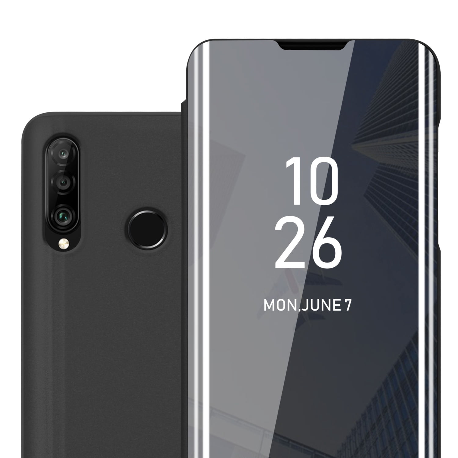Cadorabo Case for Huawei P30 LITE Cover in TOURMALINE BLACK Clear View ...