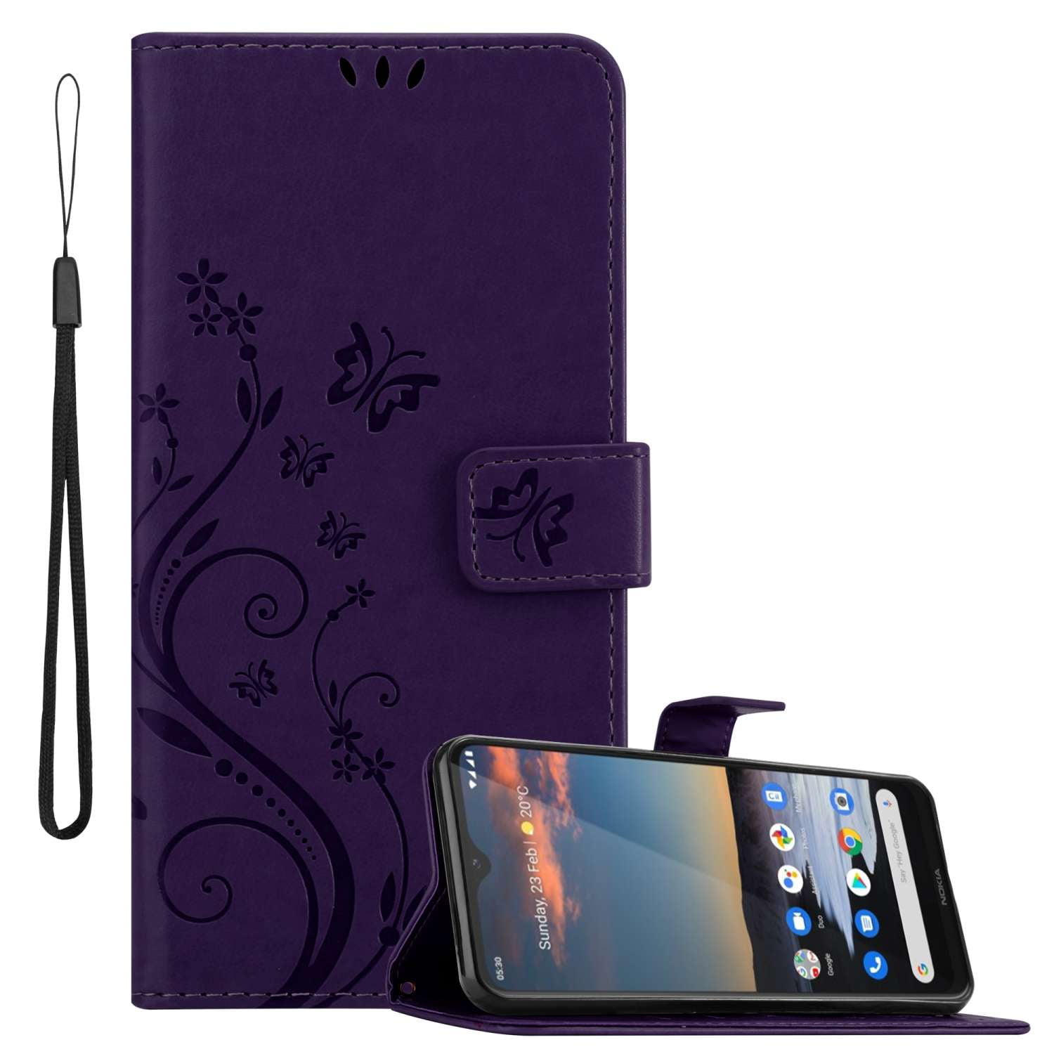 Cadorabo Case for Nokia 5,3 Cover in FLORAL DARK PURPLE in flower ...
