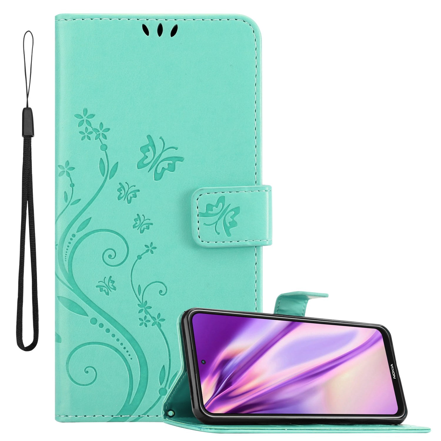 Cadorabo Case for Nokia X10 / X20 Cover in FLORAL TURQUOISE in flower ...