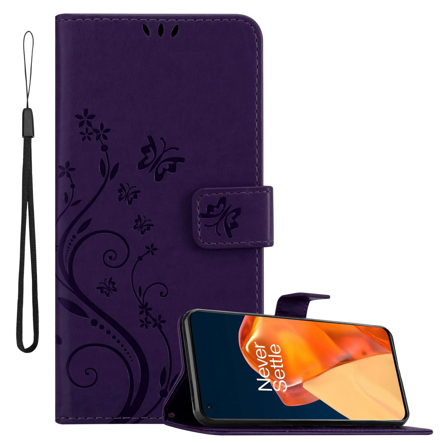 Cadorabo Case for OnePlus 9 PRO Cover in FLORAL DARK PURPLE in flower ...