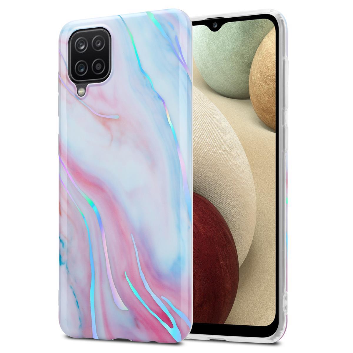 Cadorabo Case for Samsung Galaxy A12 / M12 in White Pink Marble No. 15 Silicone Cover mosaic ...