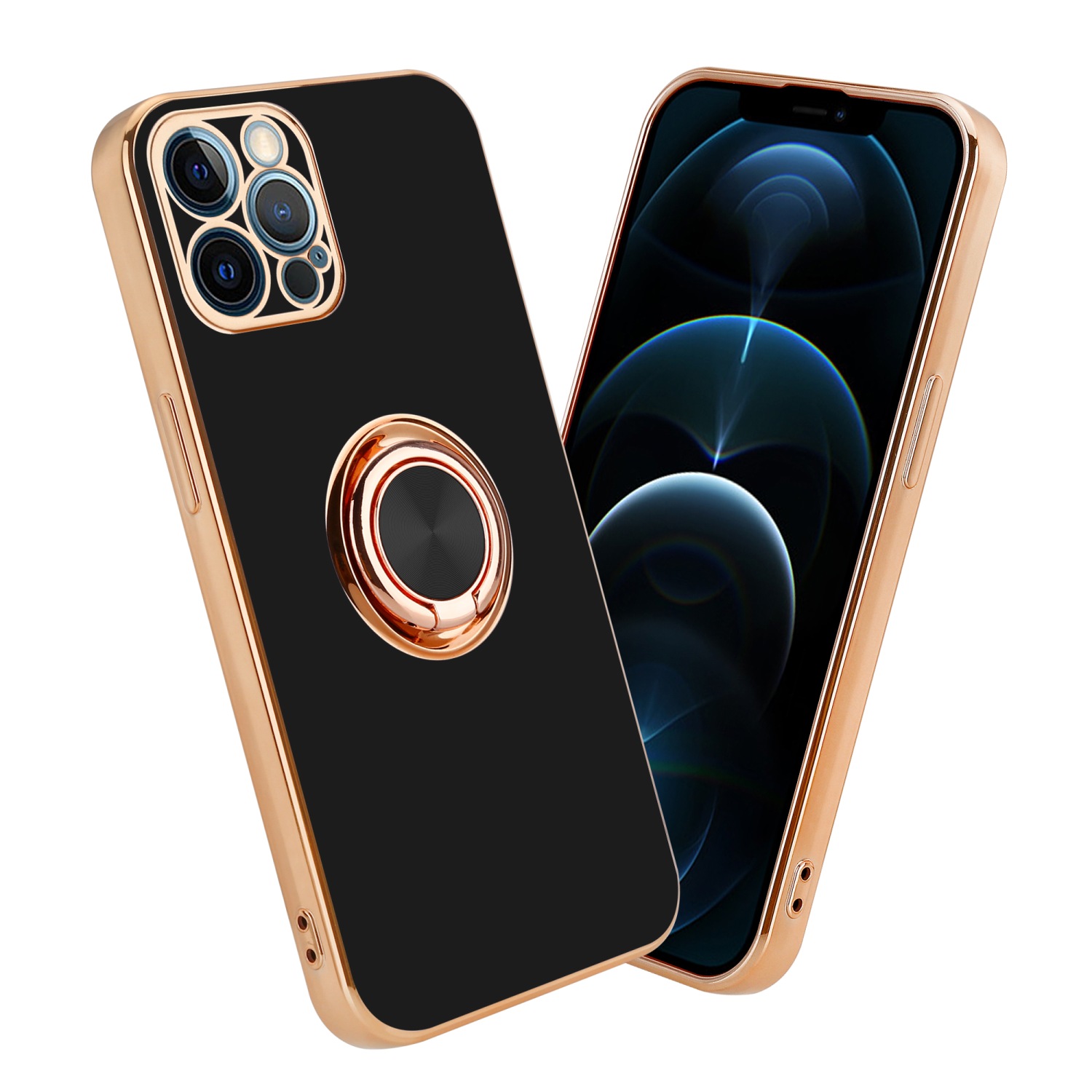 Cadorabo Cover For Apple IPhone 12 PRO MAX Case In Glossy Black Gold Cadorabo Cover For Apple IPhone 12 PRO MAX Case In Glossy Black Gold