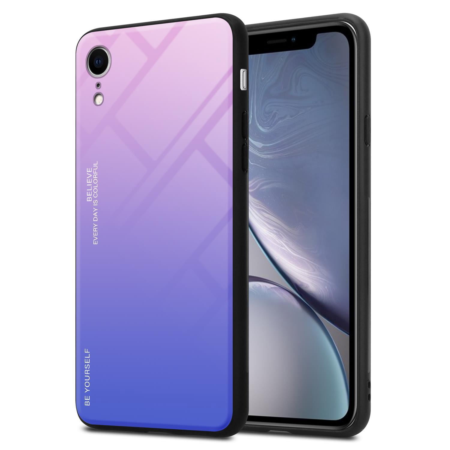 Cadorabo Cover for Apple iPhone XR Case in PINK - BLUE Tempered Glass ...