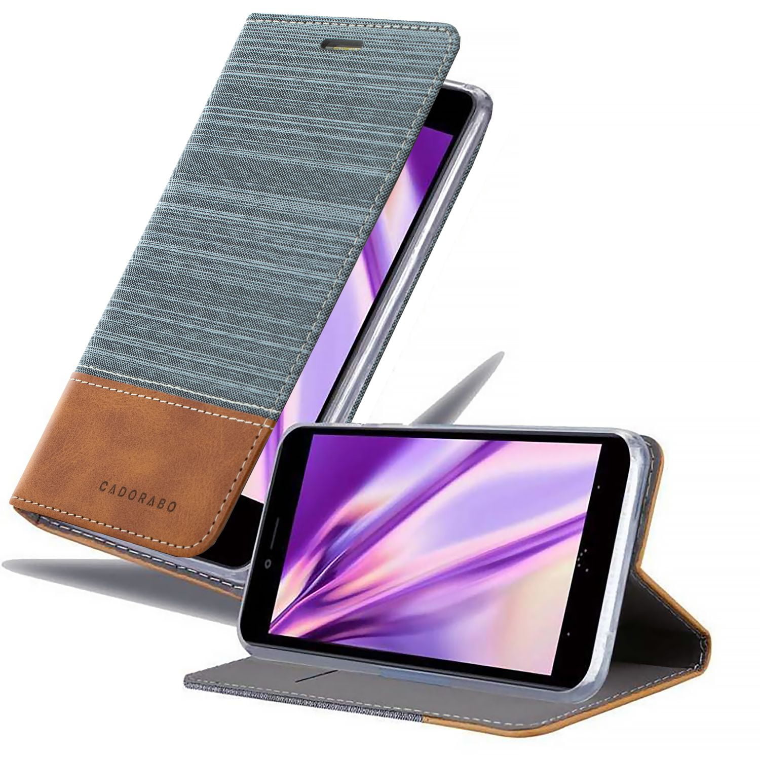 Cadorabo Cover for BQ Aquaris U PLUS Case in LIGHT GREY BROWN magnetic closure - Walmart.com