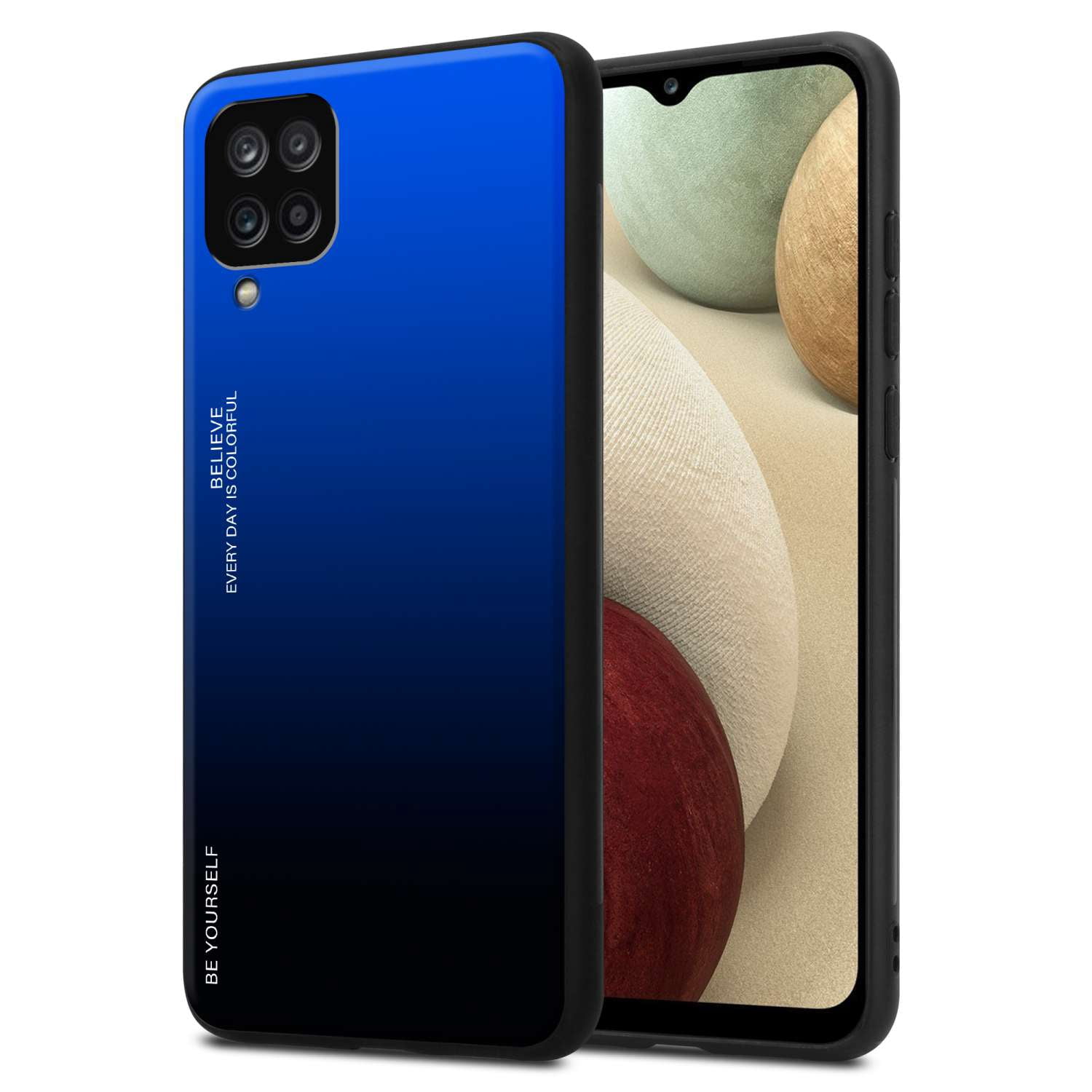 Cadorabo Cover for Samsung Galaxy A12 / M12 Case in BLUE - BLACK ...