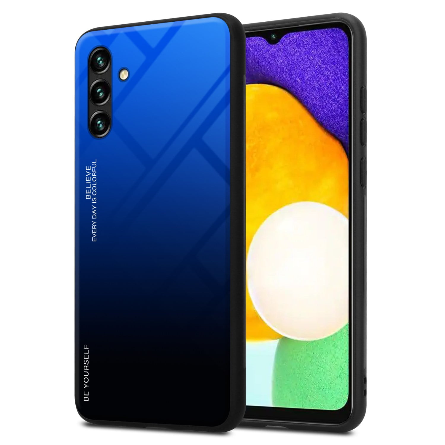 Cadorabo Cover for Samsung Galaxy A13 5G Case in BLUE - BLACK Tempered ...