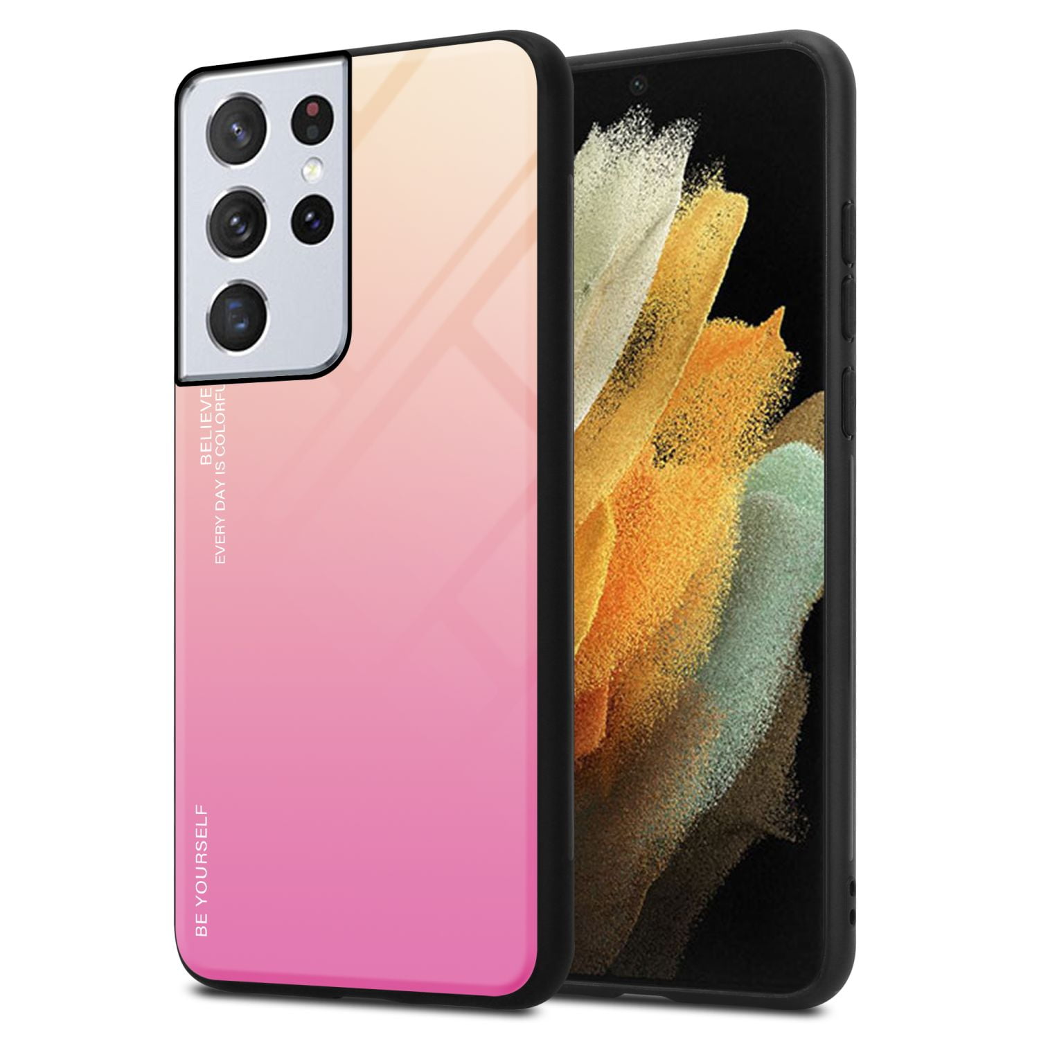 Cadorabo Cover for Samsung Galaxy S22 ULTRA Case in YELLOW - PINK ...