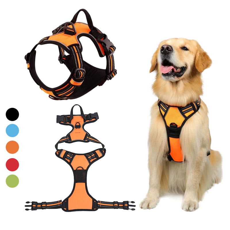 Cadorabo Dog Harness, No-Pull Pet Harness with 2 Leash Clips Reflective Adjustable Soft Padded ...