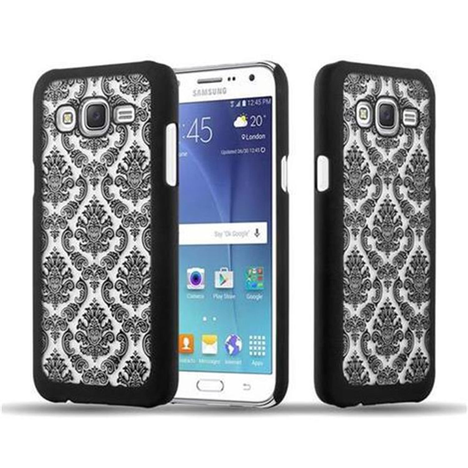 Cadorabo Hard Case for Samsung Galaxy J7 2015 in BLACK - Flower Paisley ...