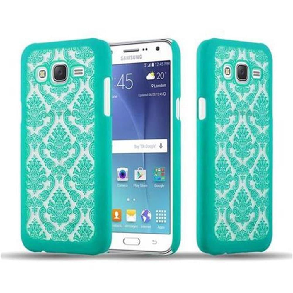 Cadorabo Hard Case for Samsung Galaxy J7 2015 in GREEN - Flower Paisley ...