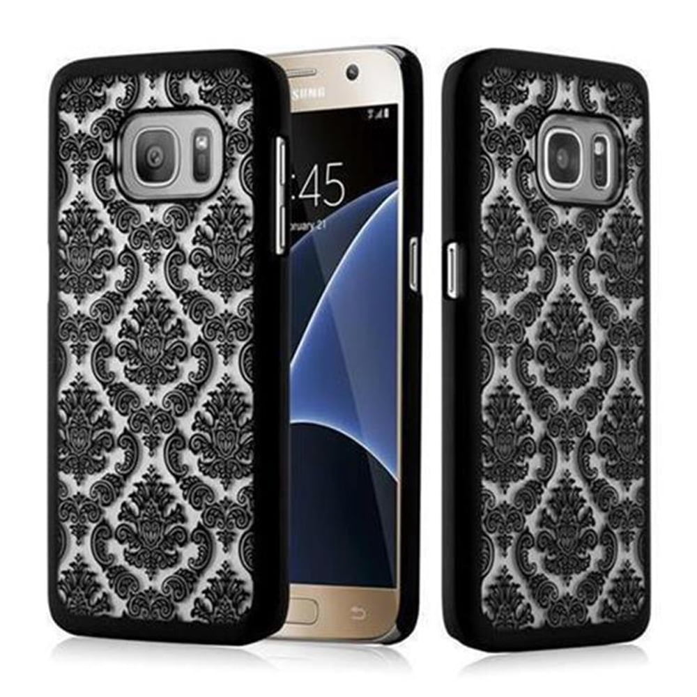 Cadorabo Hard Case for Samsung Galaxy S7 in BLACK - Flower Paisley ...