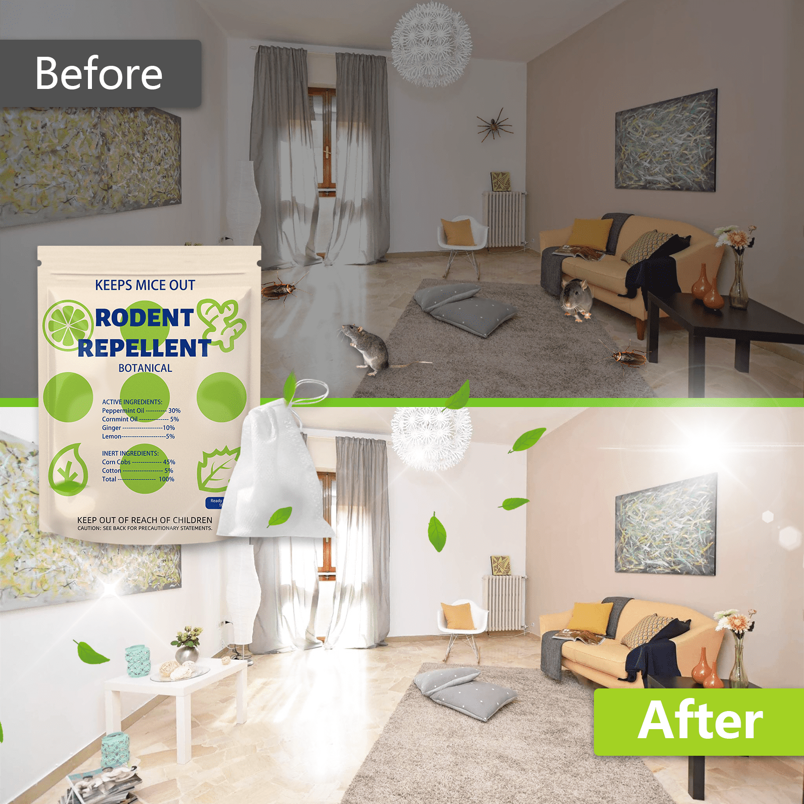 Cadorabo Peppermint Rats Deterrent -Mouse Repellent Balls -Oil to Repel ...